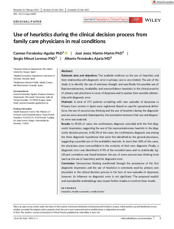 (PDF) Use of heuristics during the clinical decision process from family care physicians in real ...