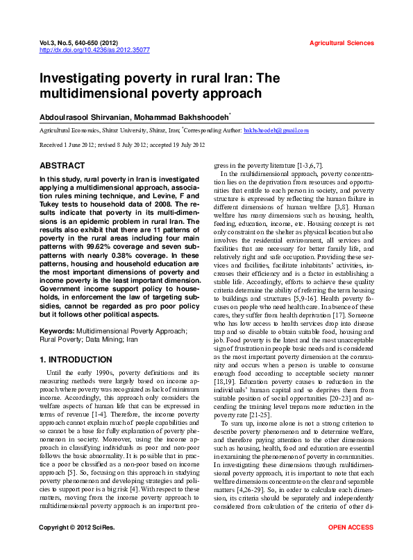 (PDF) Investigating poverty in rural Iran: The multidimensional poverty ...