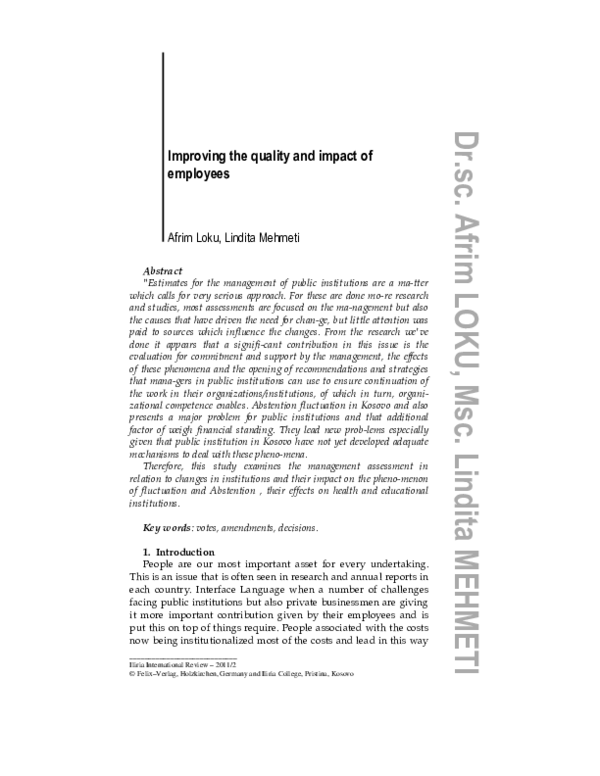 (PDF) Improving the quality and impact of employees