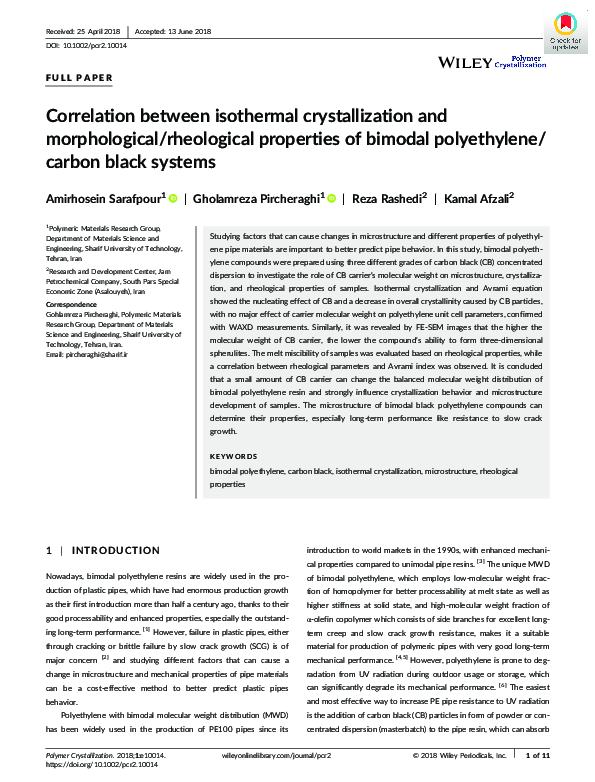 (PDF) Correlation between isothermal crystallization and morphological ...
