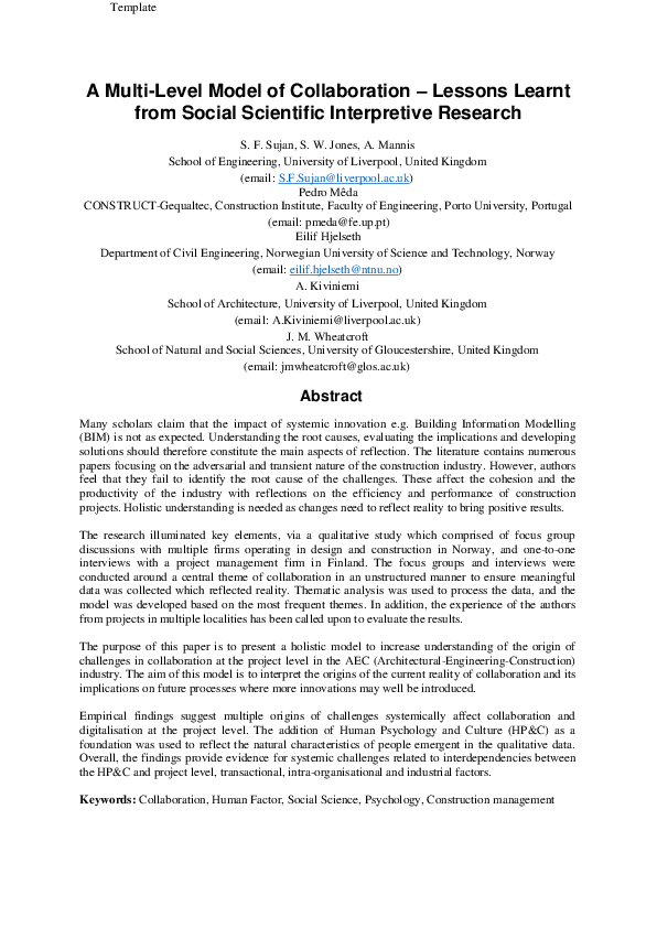 (PDF) A Multi-Level Model of Collaboration – Lessons Learnt from Social ...