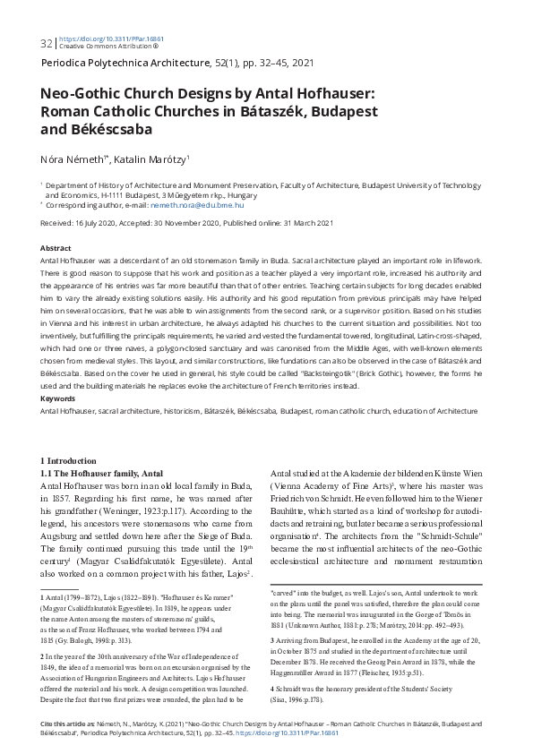 (PDF) Neo-Gothic Church Designs by Antal Hofhauser: Roman Catholic ...