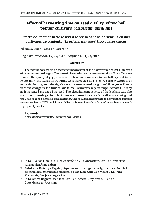 (PDF) Effect of harvesting time on seed quality of two bell pepper cultivars (Capsicum annuum ...