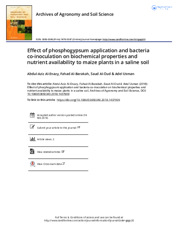 (PDF) Effect of phosphogypsum application and bacteria co-inoculation ...