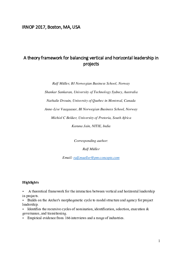 (PDF) A theory framework for balancing vertical and horizontal ...