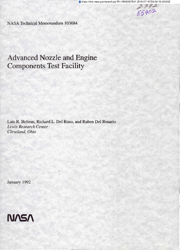 (PDF) Advanced nozzle and engine components test facility