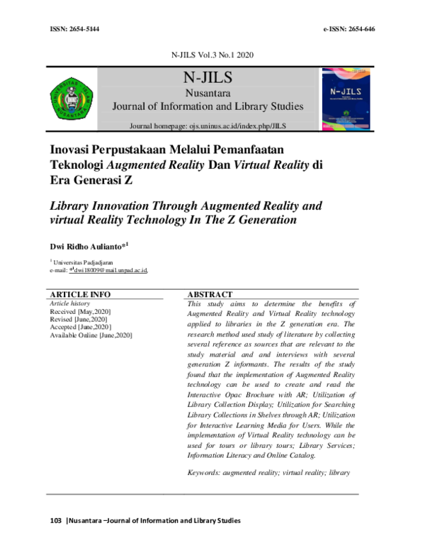 (PDF) Inovasi Perpustakaan Melalui Pemanfaatan Teknologi Augmented ...