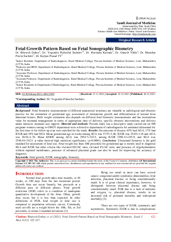 (PDF) Fetal Growth Pattern Based on Fetal Sonographic Biometry