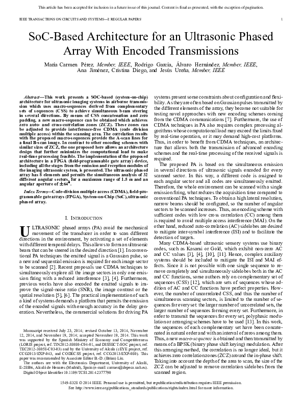 (PDF) SoC-Based Architecture for an Ultrasonic Phased Array With Encoded Transmissions
