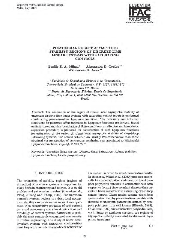 (PDF) Polyhedral Robust Asymptotic Stability Regions of Discrete-Time Linear Systems with ...