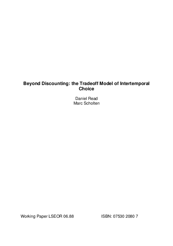 (PDF) Beyond discounting: the tradeoff model of intertemporal choice