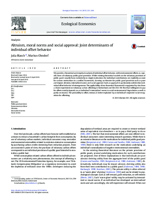 (PDF) Altruism, moral norms and social approval: Joint determinants of ...
