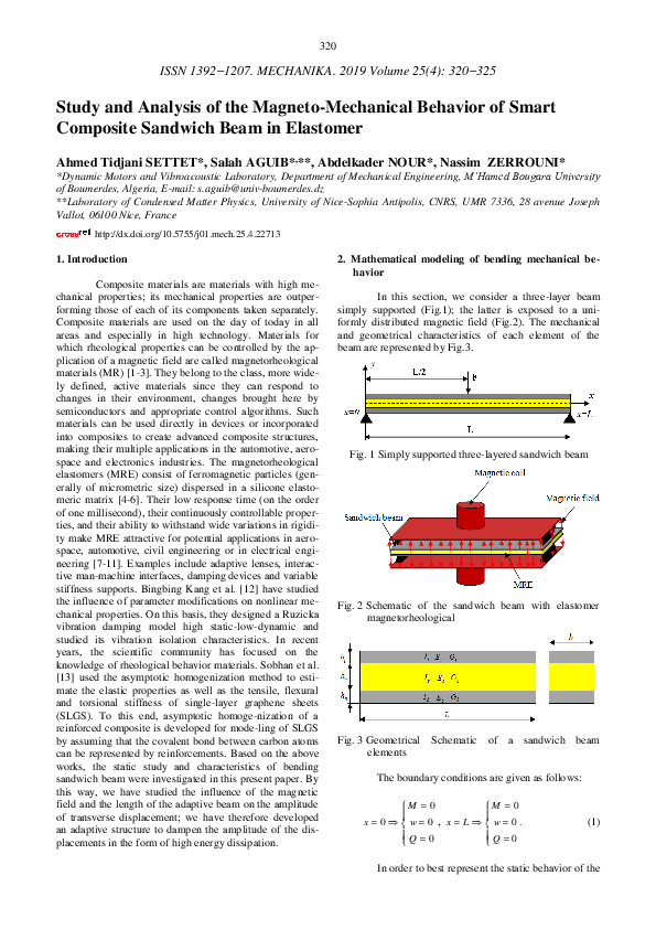 (PDF) Study and Analysis of the Magneto-Mechanical Behavior of Smart Composite Sandwich Beam in ...