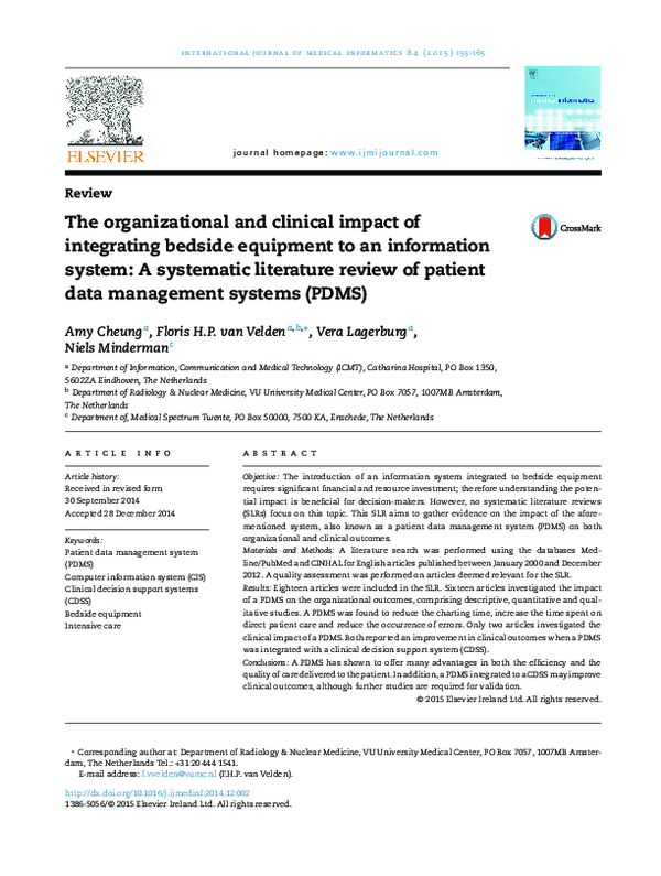 (PDF) The organizational and clinical impact of integrating bedside ...