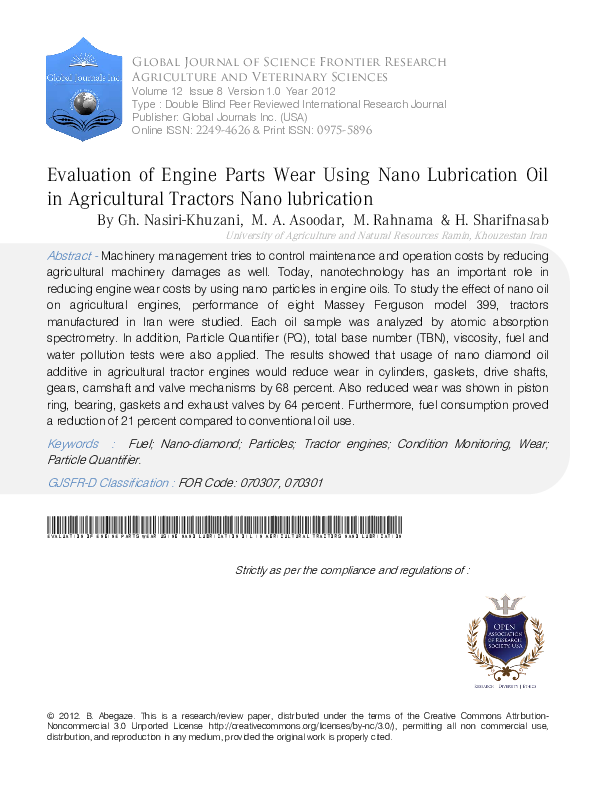 (PDF) Nano Lubrication Oil Reduces Tractor Wear