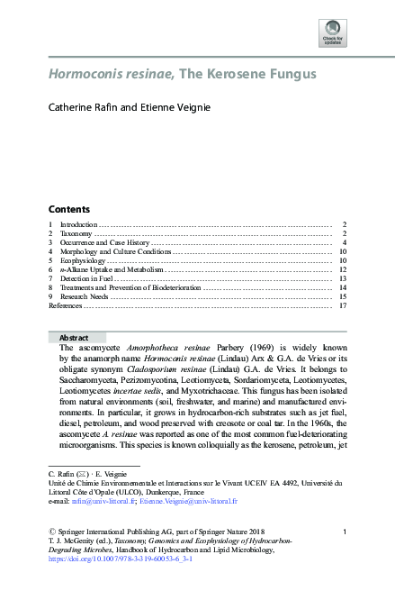 (PDF) Hormoconis resinae, The Kerosene Fungus