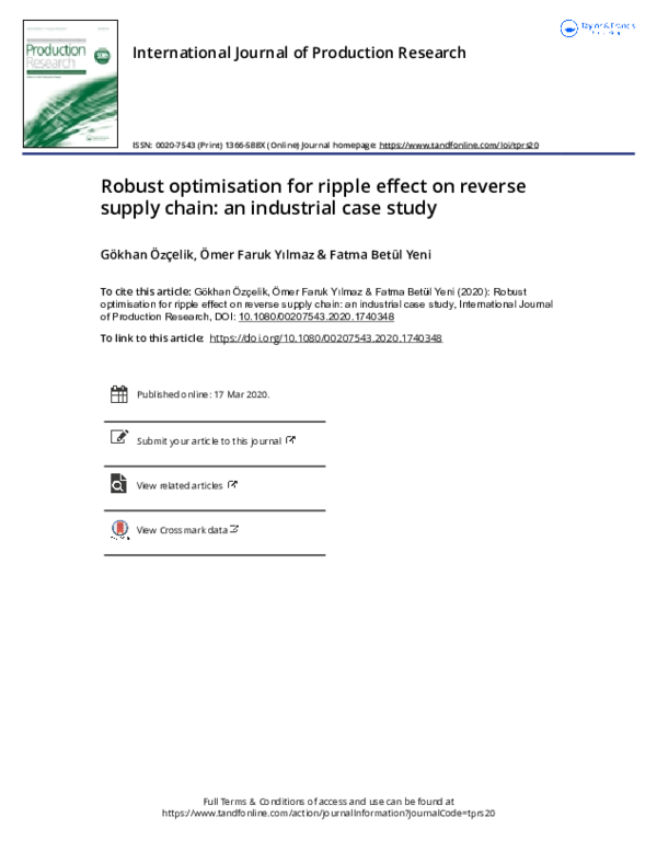 (PDF) Robust optimisation for ripple effect on reverse supply chain: an ...