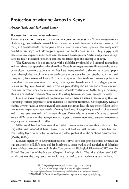 (PDF) Protection of Marine Areas in Kenya