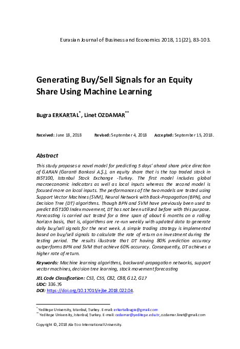 (PDF) Machine Learning for Equity Signal Prediction