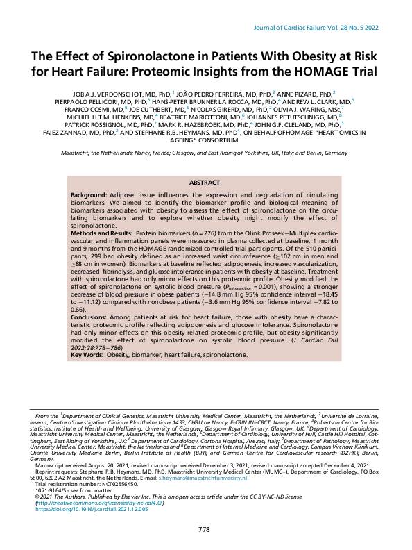 (PDF) The Effect of Spironolactone in Patients With Obesity at Risk for ...