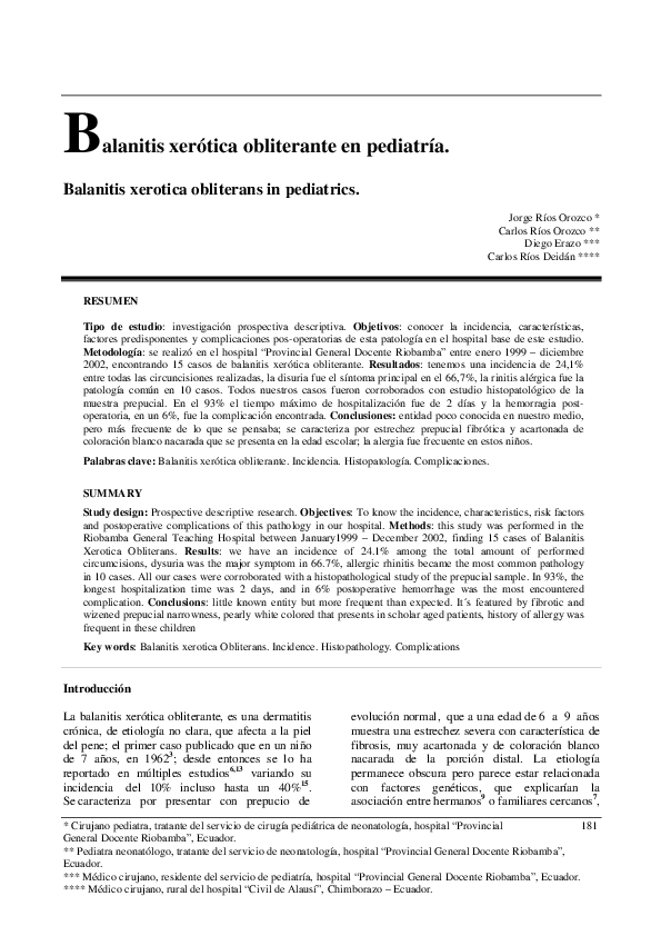 (PDF) Balanitis xerótica obliterante en pediatría