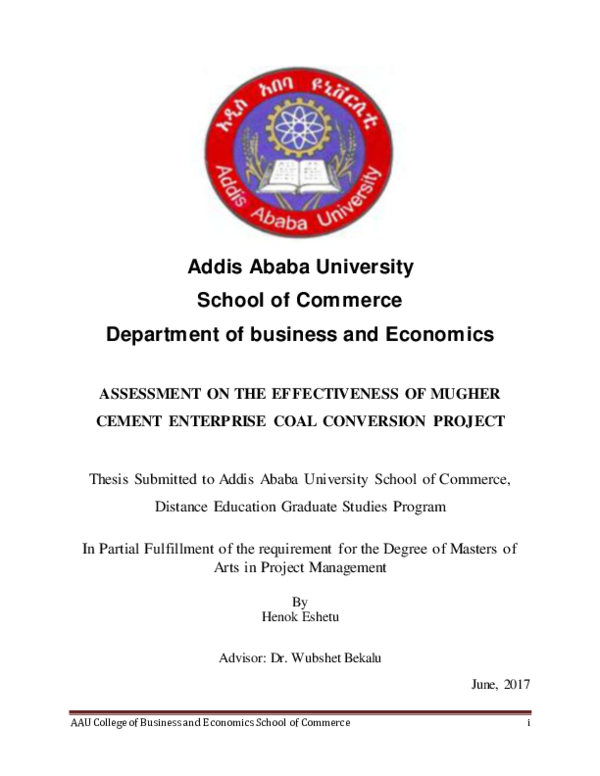 (PDF) Assessment On The Effectiveness Of Mugher Cement Enterprise Coal ...