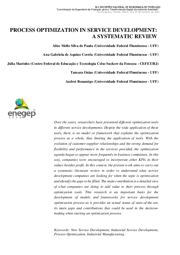 (PDF) Process Optimization in Service Development: A Systematic Review