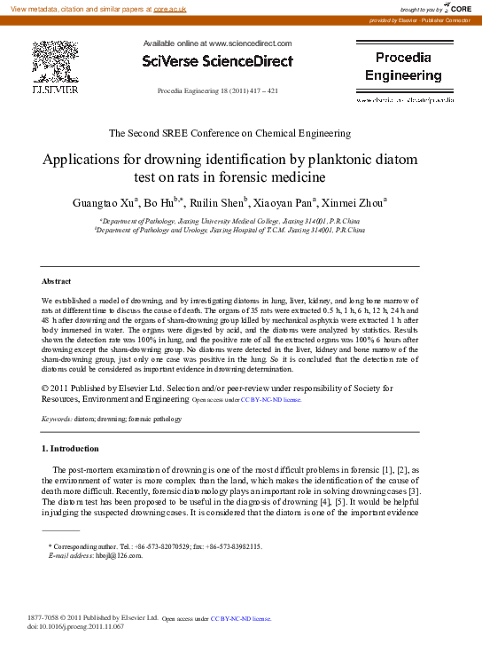 (PDF) Applications for Drowning Identification by Planktonic Diatom ...