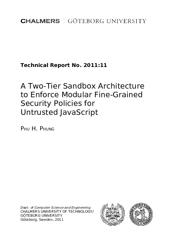 (PDF) A Two-Tier Sandbox Architecture to Enforce Modular Fine-Grained Security Policies for ...