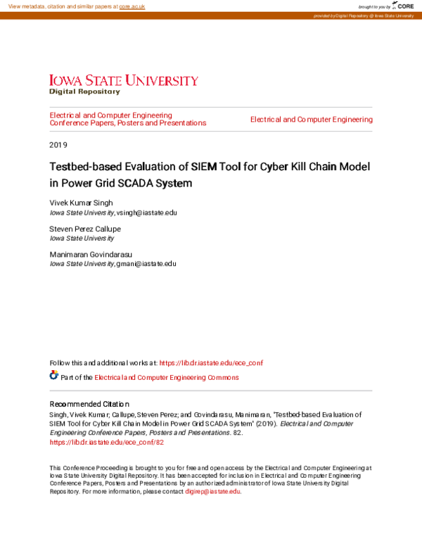 Pdf Testbed Based Evaluation Of Siem Tool For Cyber Kill Chain Model In Power Grid Scada System