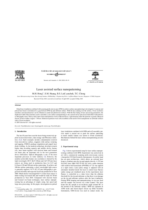 (PDF) Laser assisted surface nanopatterning