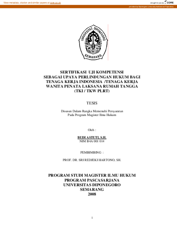 (PDF) Sertifikasi Uji Kompetensisebagai Upaya Perlindungan Hukum ...