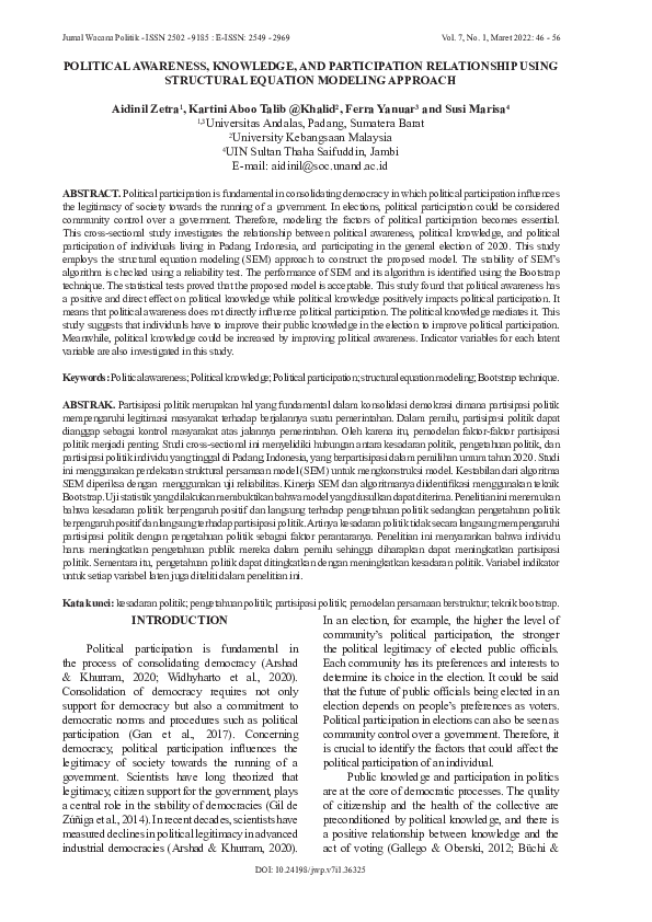 (PDF) Political Awareness, Knowledge, and Participation Relationship ...
