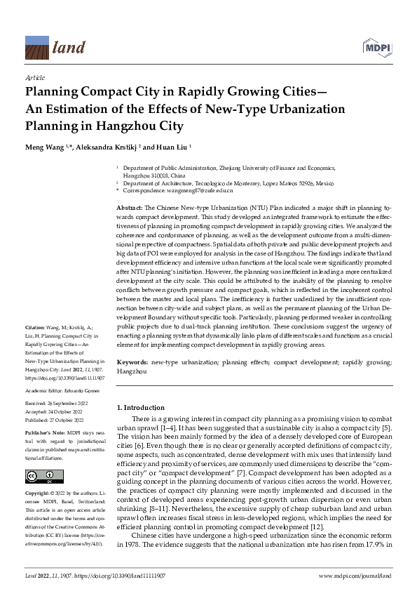 (PDF) Planning Compact City in Rapidly Growing Cities—An Estimation of ...
