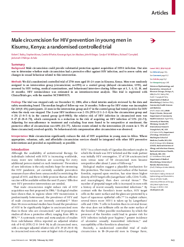(PDF) Male Circumcision Reduces HIV Risk in Kenya