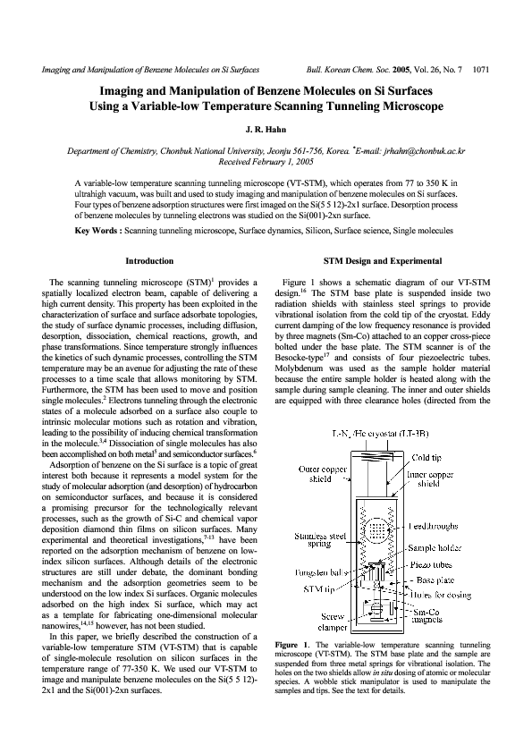 (PDF) Imaging and Manipulation of Benzene Molecules on Si Surfaces ...