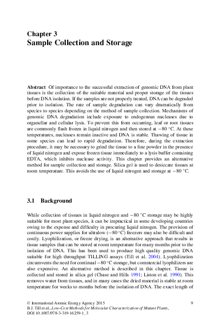(PDF) Sample Collection and Storage