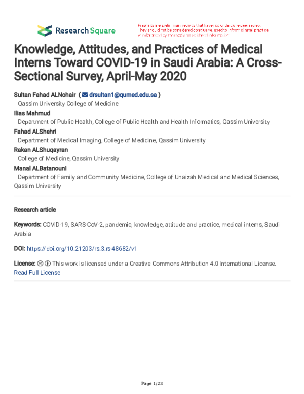(PDF) Knowledge, Attitudes, and Practices of Medical Interns Toward ...