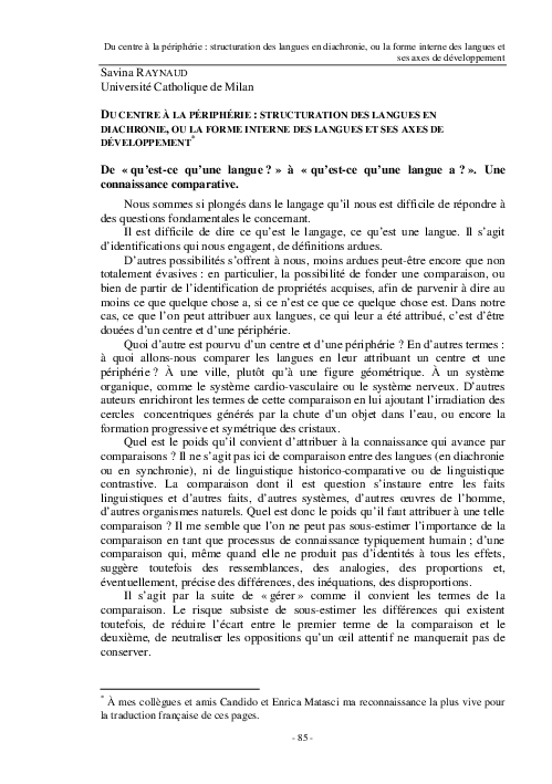 (PDF) Du centre à la périphérie : structuration des langues en ...