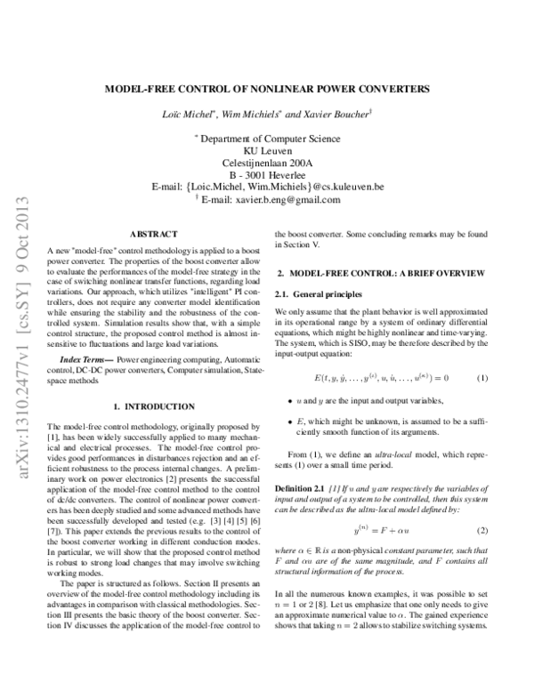 (PDF) Model-free control of nonlinear power converters