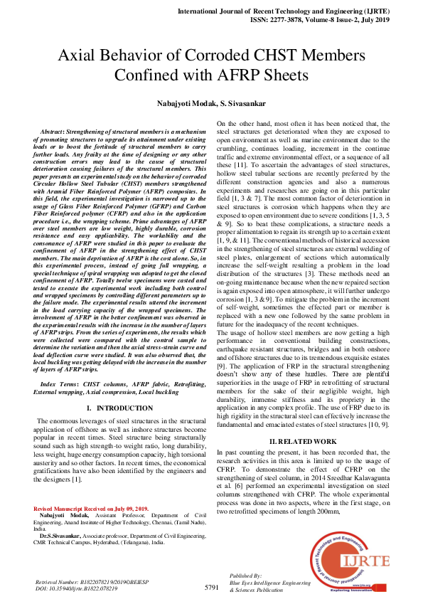(PDF) Axial Behavior of Corroded CHST Members Confined with AFRP Sheets