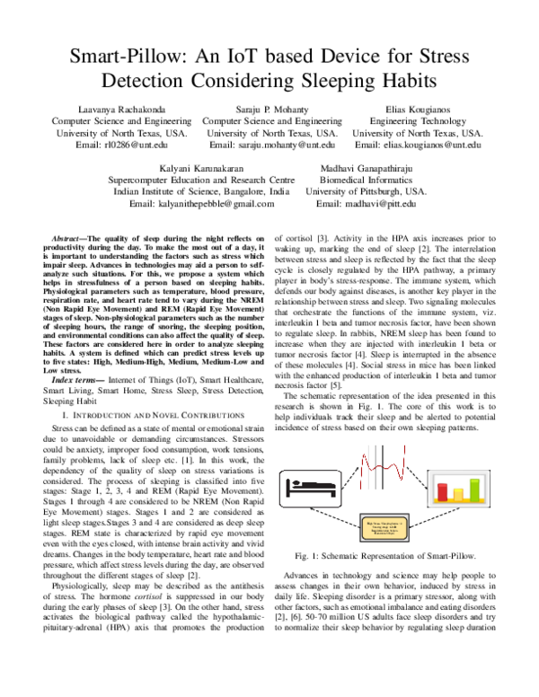 (PDF) Smart-Pillow: An IoT Based Device for Stress Detection Considering Sleeping Habits ...