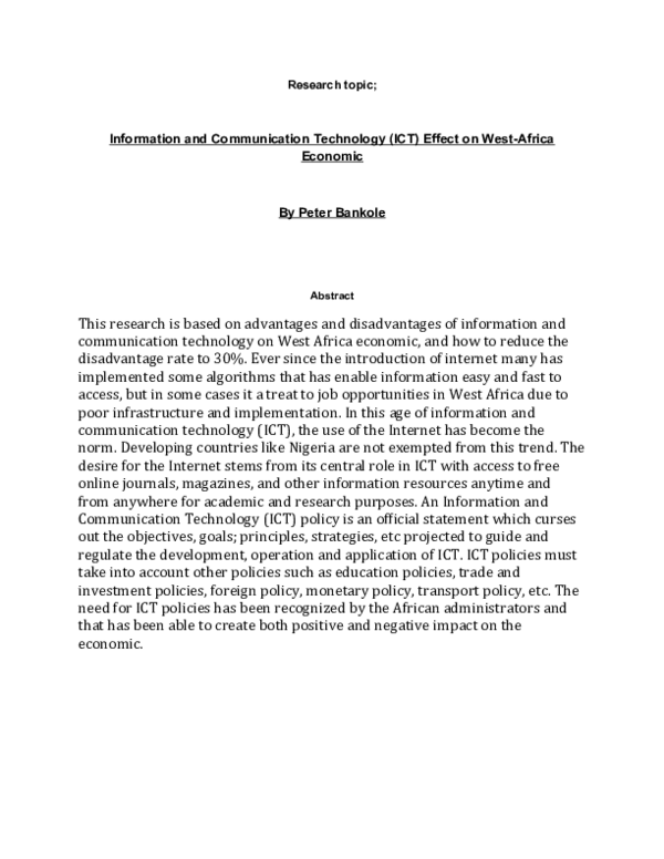 Doc Information And Communication Technology Ict