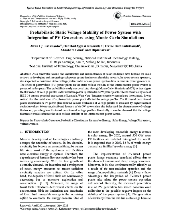 (PDF) Probabilistic Static Voltage Stability of Power System with ...