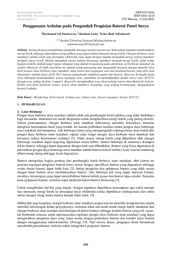 (PDF) Penggunaan Arduino pada Pengendali Pengisian Baterai Panel Surya (PDF) Penggunaan Arduino pada Pengendali Pengisian Baterai Panel Surya