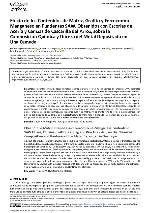 (PDF) Efecto de los Contenidos de Matriz, Grafito y Ferrocromo ...