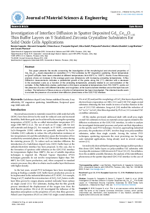 (PDF) Investigation of Interface Diffusion in Sputter Deposited Gd0.1Ce0.9O1.95 Thin Buffer ...