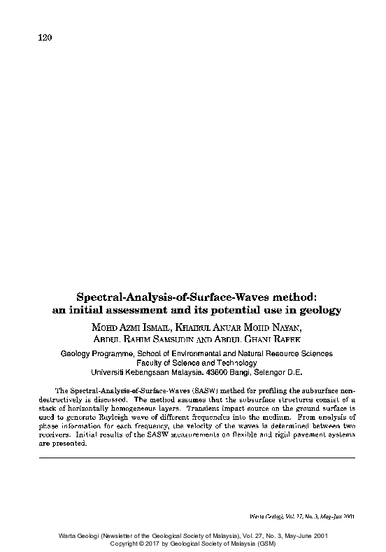 (PDF) Abstract: Spectral-Analysis-of-Surface-Waves Method: An Initial Assessment and its ...