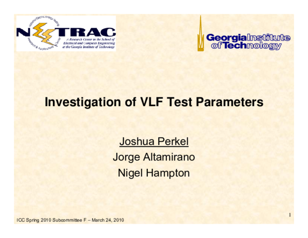 (PDF) Investigation of VLF Test Parameters | Nigel Hampton - Academia.edu