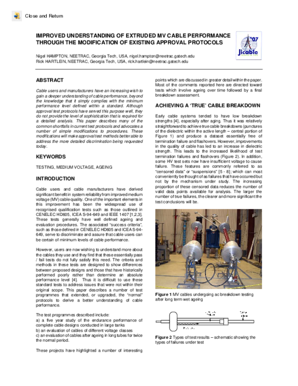 (PDF) Improved Understanding of Extruded MV Cable Performance Through ...